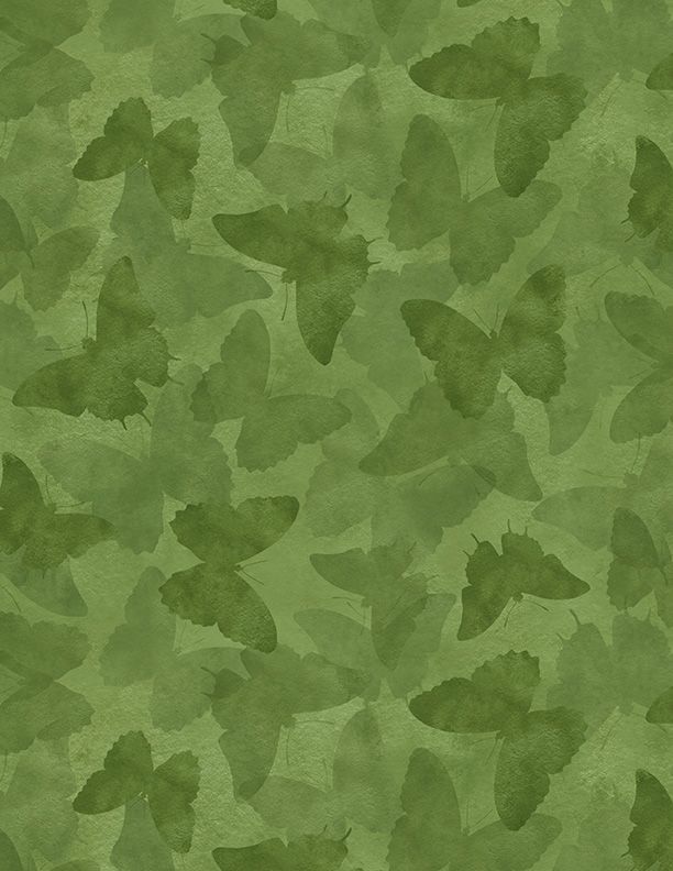 Daydream Garden: Tonal Butterflies Green - By: Wilmington Prints ...